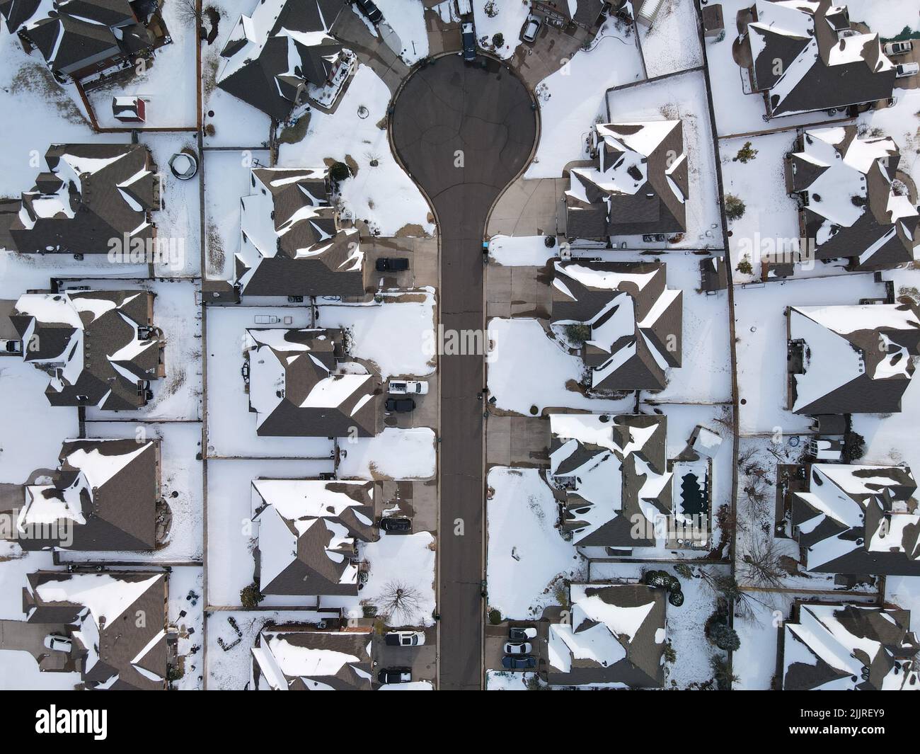 An aerial shot of Choctaw, Oklahoma in winter Stock Photo - Alamy