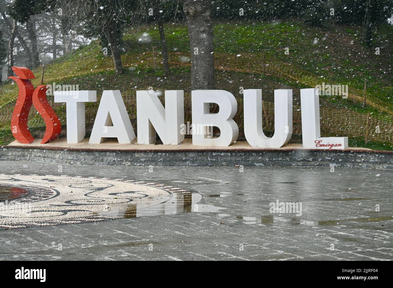 An Istanbul sign in a park in winter Stock Photo - Alamy