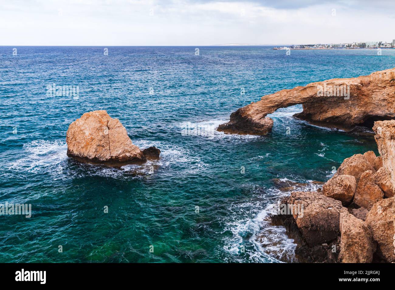 Landscape with the Stone arch known as the Love bridge. Natural ...
