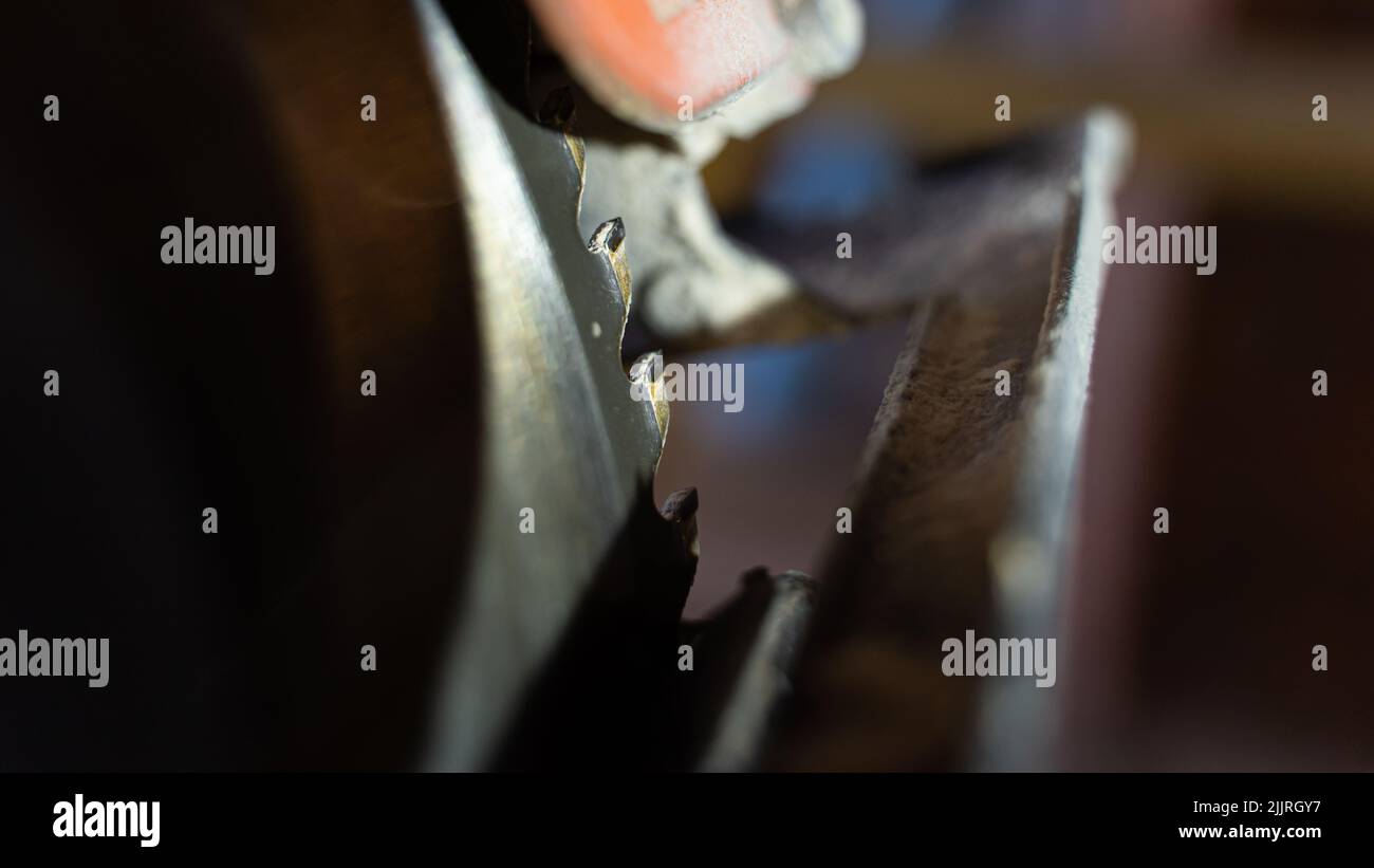 Close-up of the teeth of a circular hand saw Stock Photo - Alamy