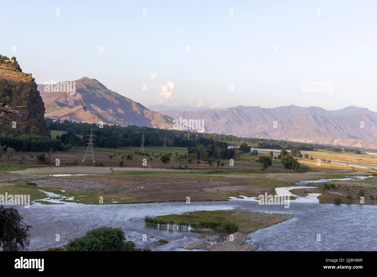 Beautiful scenery of river swat high angle view from mountain Stock ...