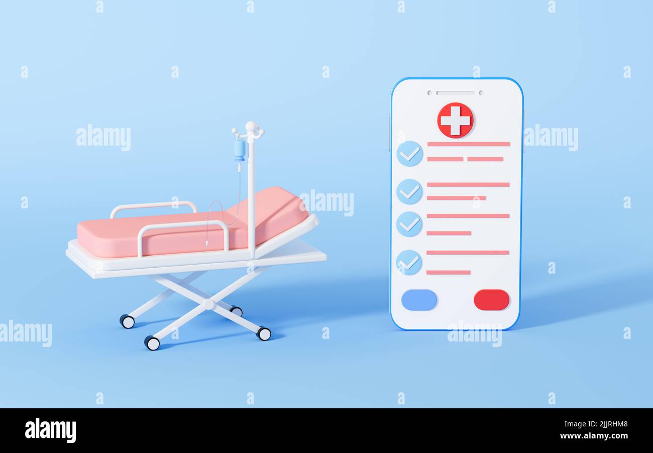 Electronic medical examination report and stretcher with blue ...