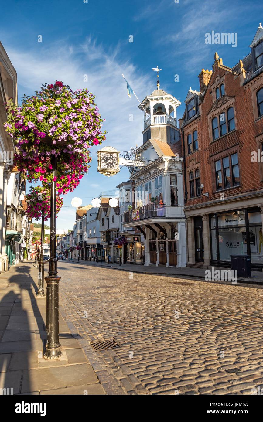Famous place in England Guildford High Street The Guildhall historic ...