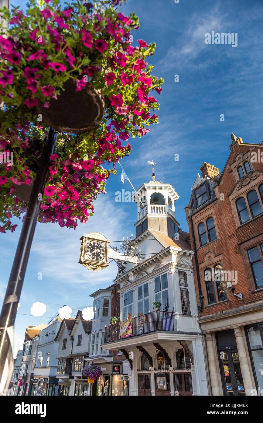 Famous place in England Guildford High Street The Guildhall historic ...