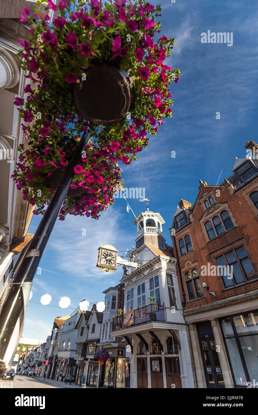 Famous place in England Guildford High Street The Guildhall historic ...