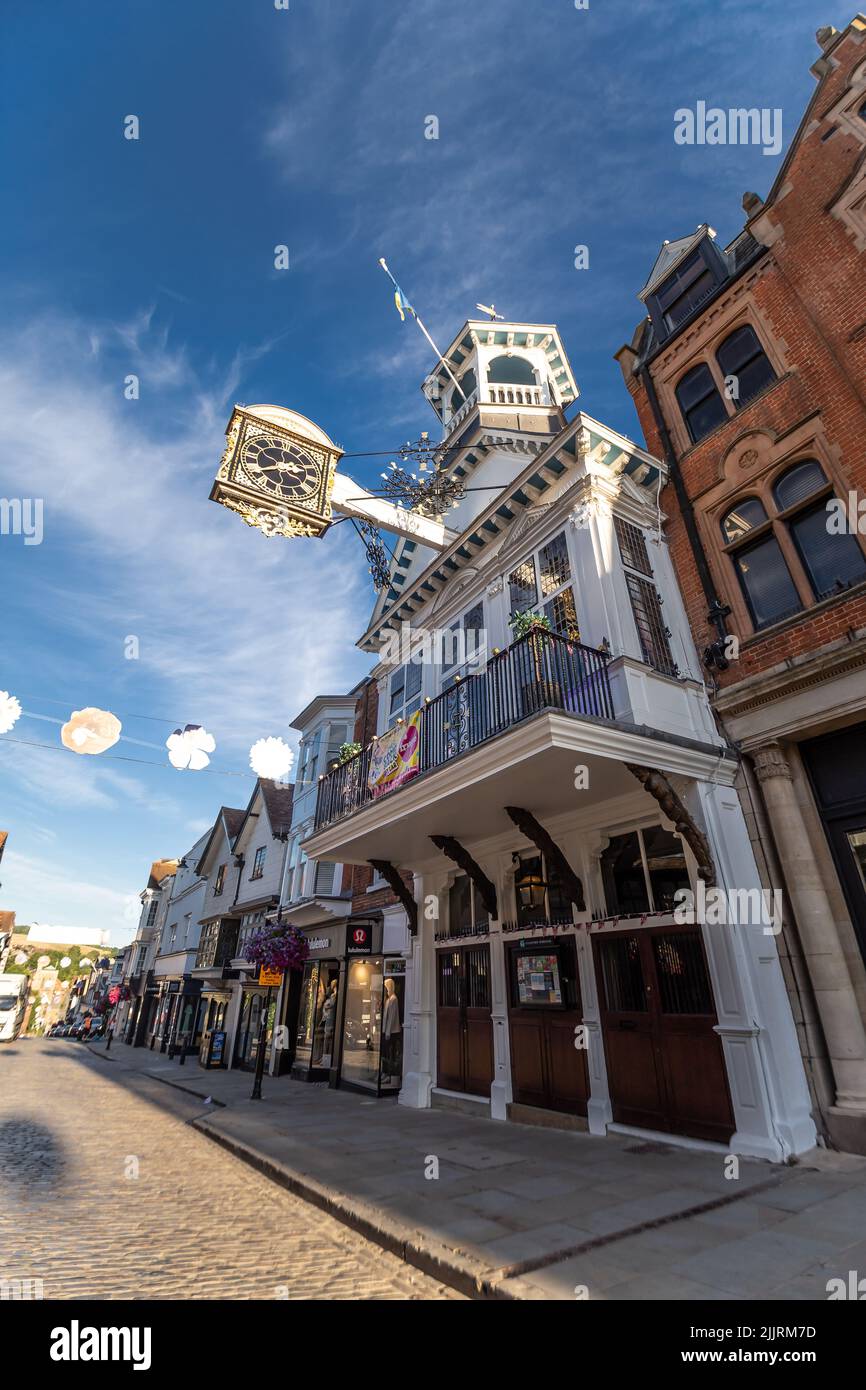 Famous place in England Guildford High Street The Guildhall historic ...