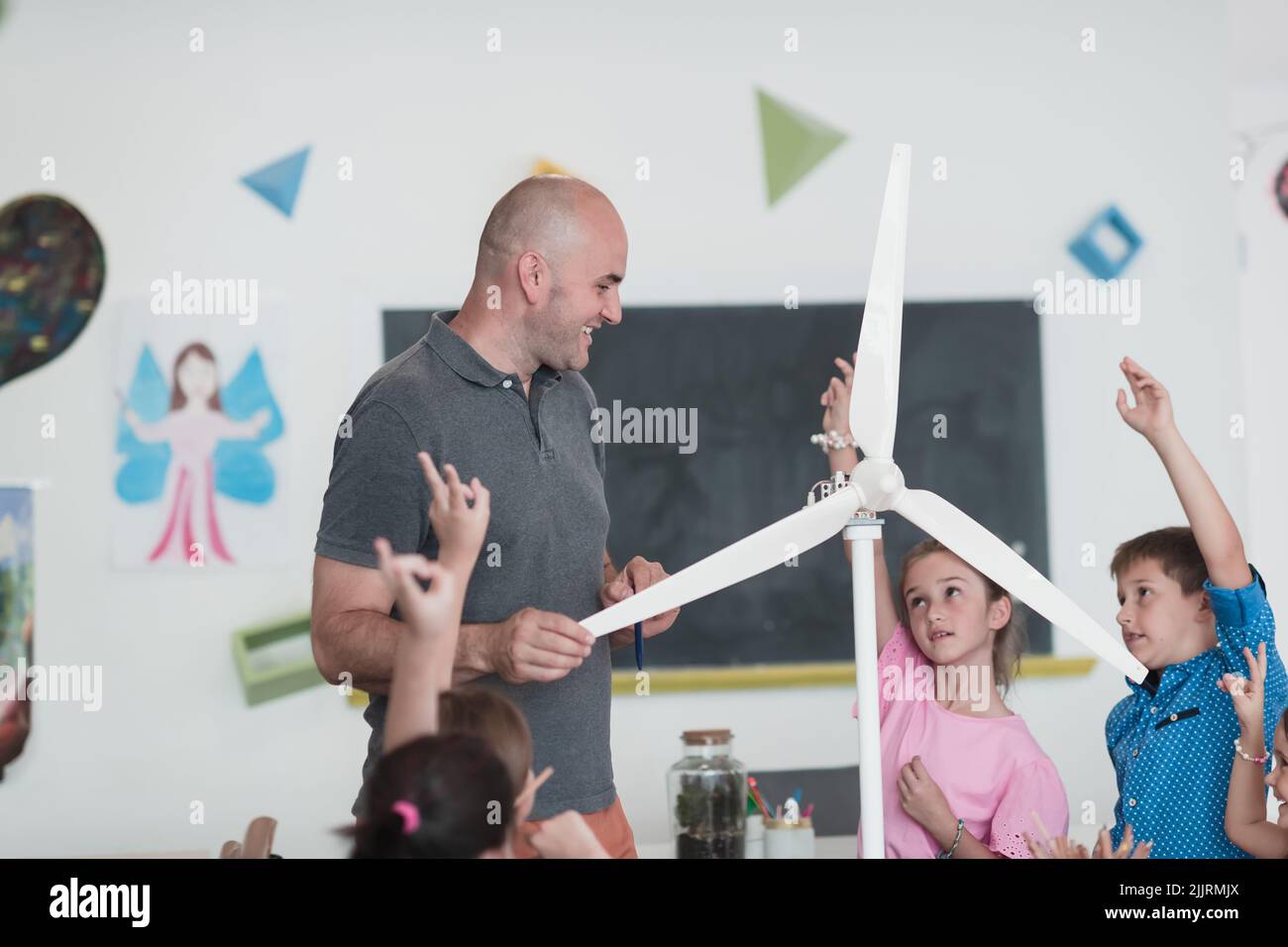 Elementary School Stem Robotics Classroom Diverse Group of Children ...