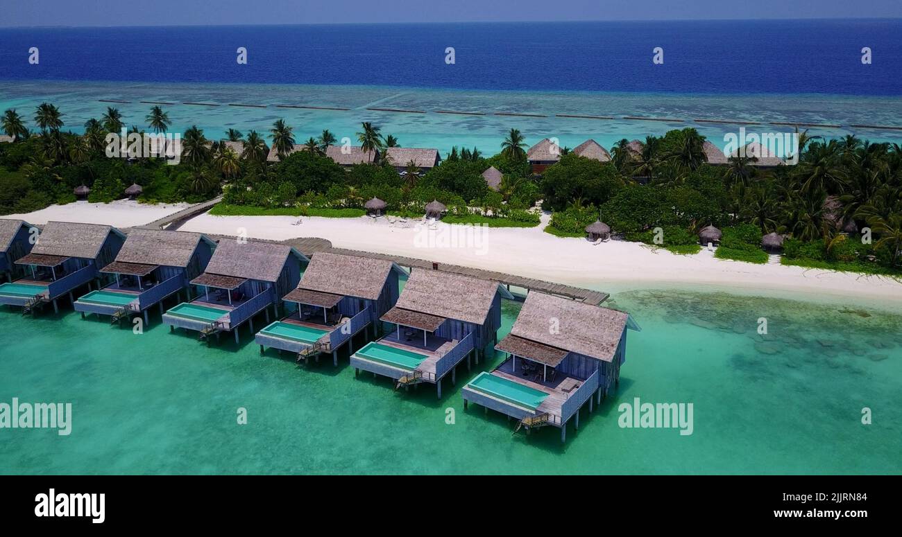 The overwater bungalows with swimming pools in Maldives Stock Photo - Alamy