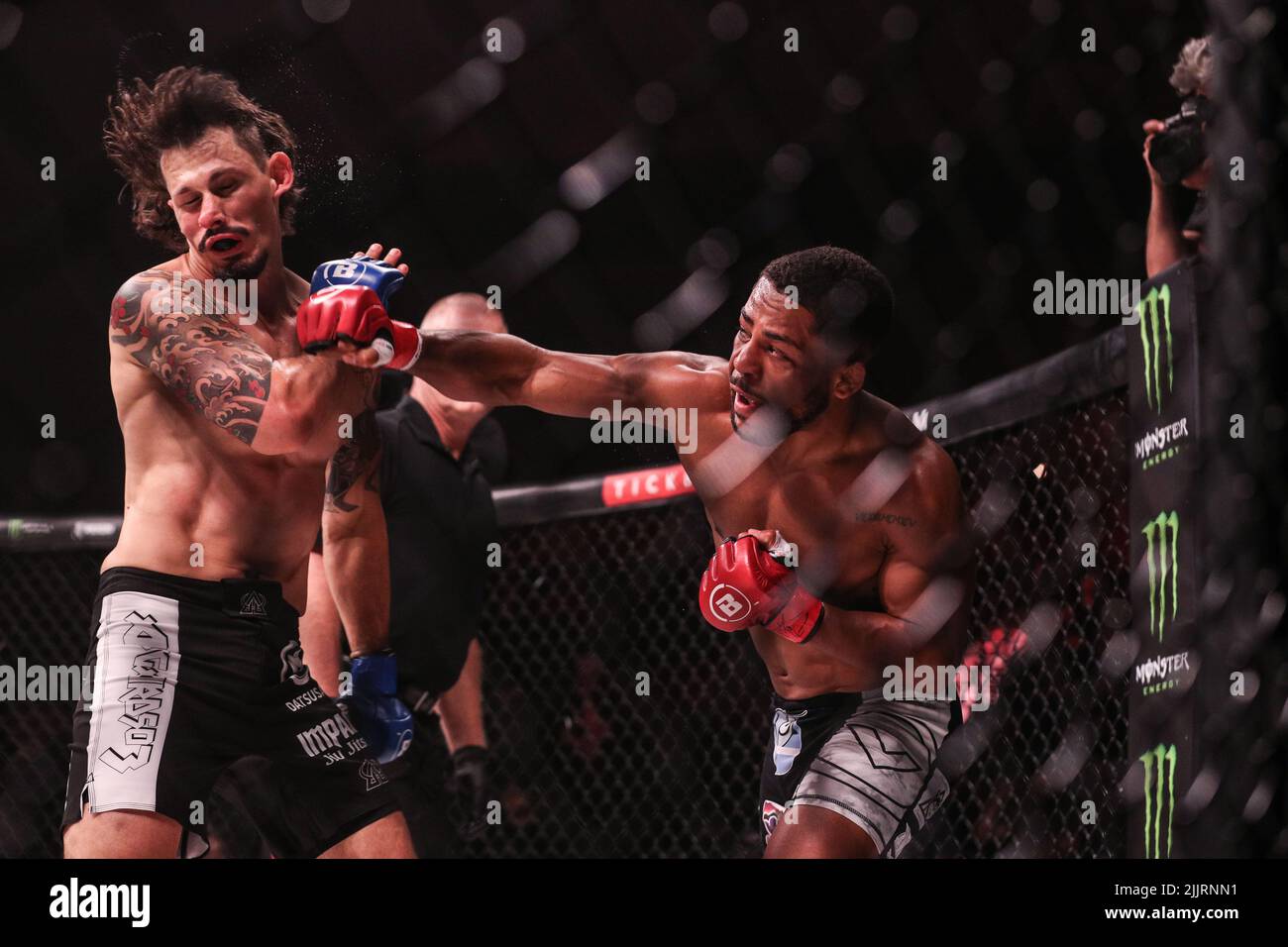 Archie Colgan lands a cross on Bryan Nuro at Bellator 283. Archie ...