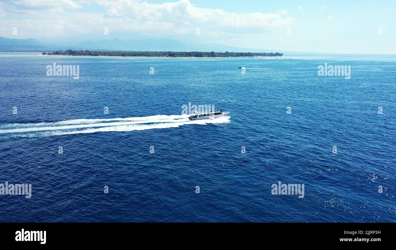 Aerial scenic view boat moving hi-res stock photography and images - Alamy