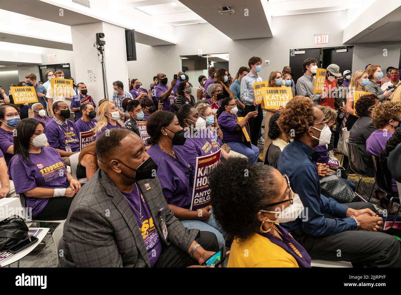 New York, NY - July 27, 2022: Members of the union and activists attend ...
