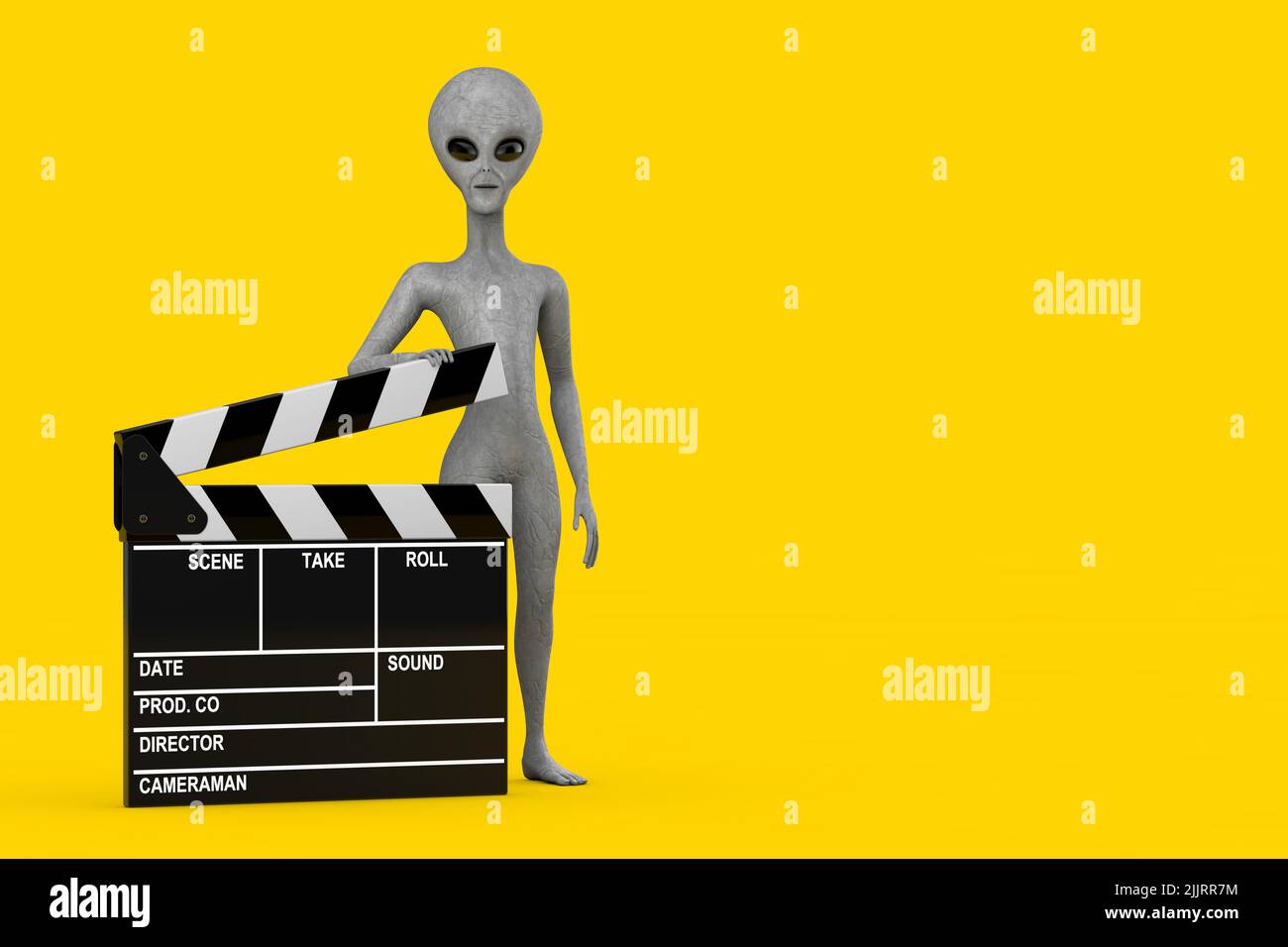 Scary Gray Humanoid Alien Cartoon Character Person Mascot with Movie ...