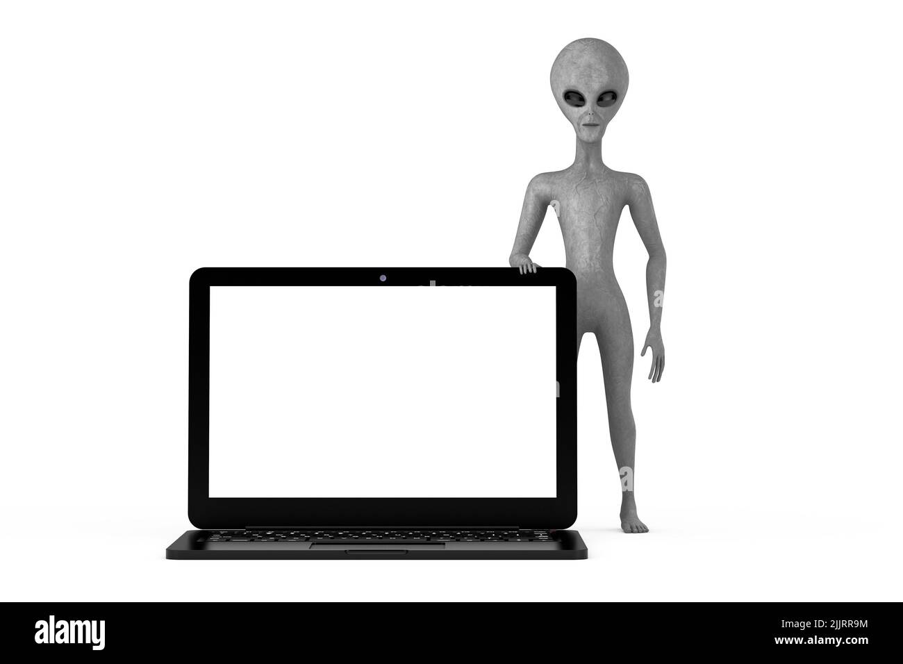 Scary Gray Humanoid Alien Cartoon Character Person Mascot with Modern ...