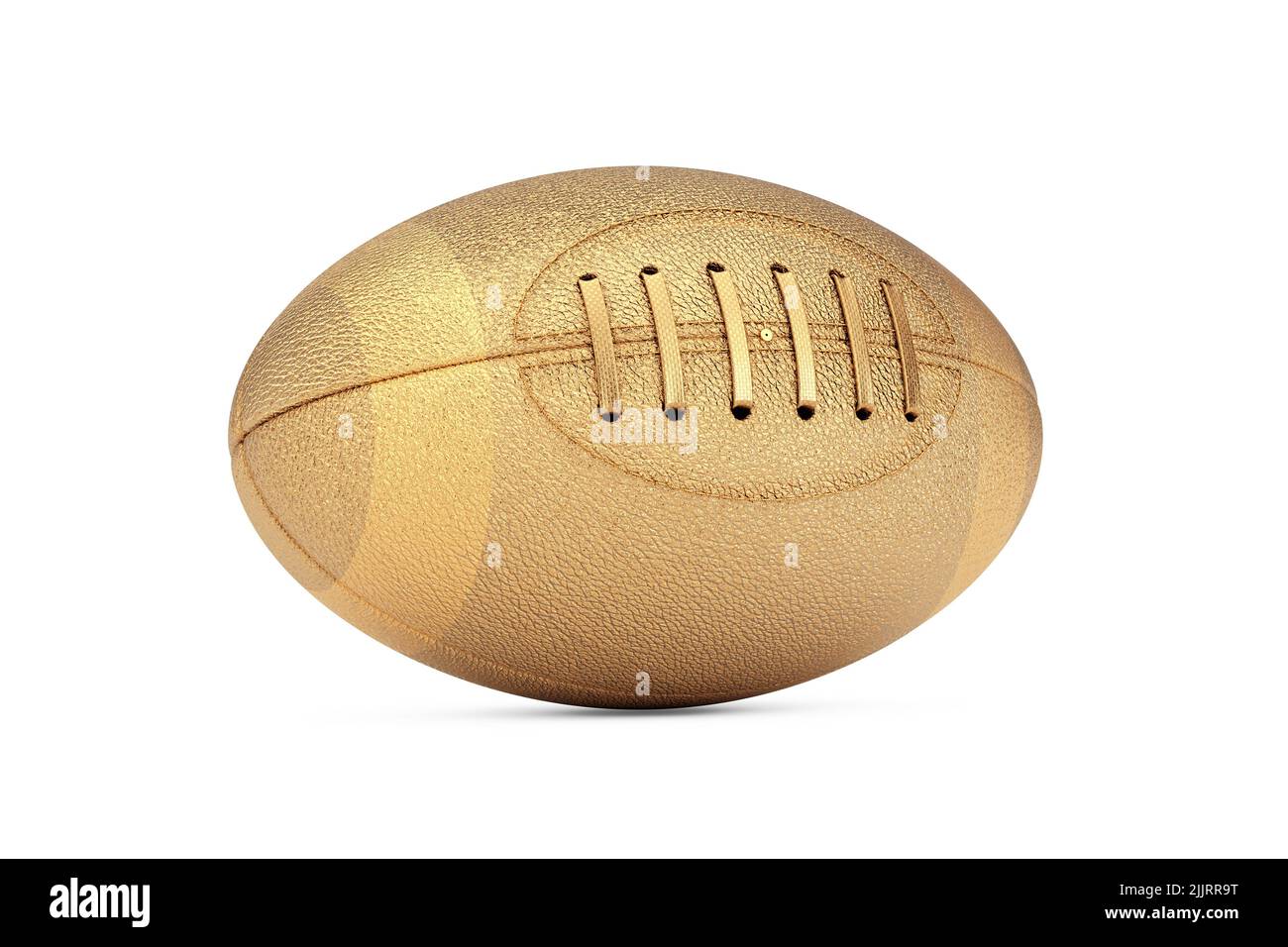 Golden Classic Old Leather Rugby Ball on a white background. 3d ...