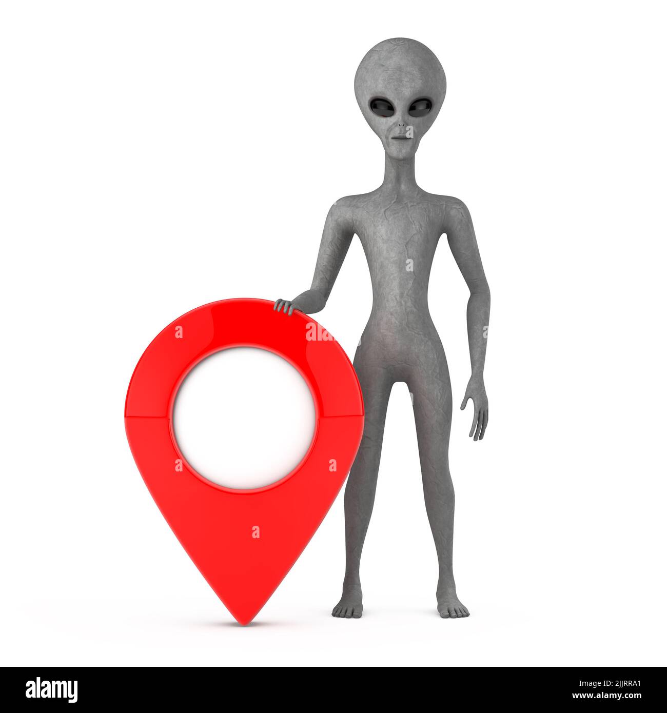 Scary Gray Humanoid Alien Cartoon Character Person Mascot with Red Map ...