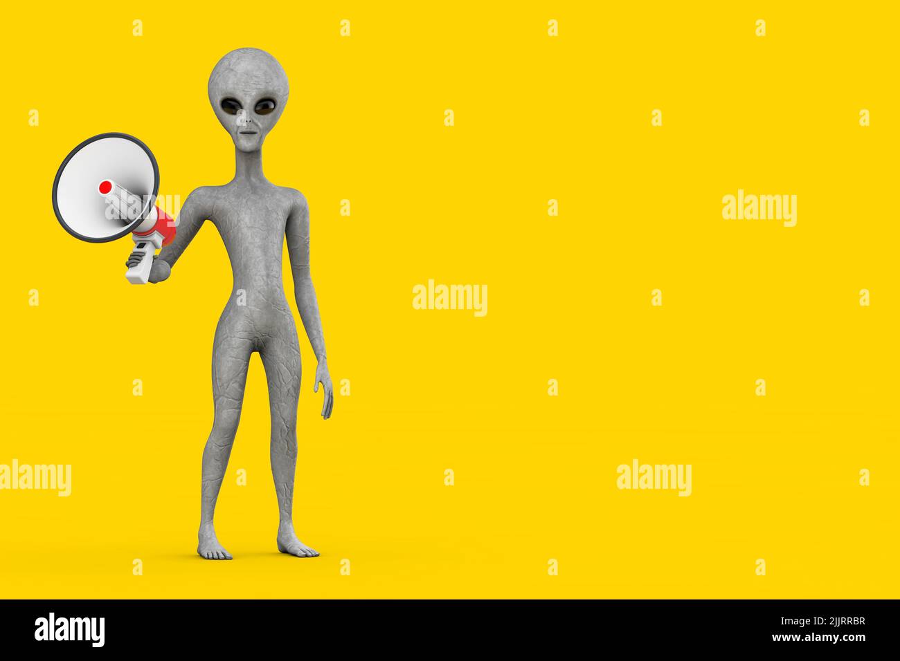 Scary Gray Humanoid Alien Cartoon Character Person Mascot with Red ...