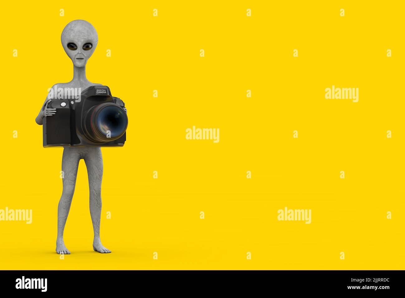 Scary Gray Humanoid Alien Cartoon Character Person Mascot with Modern ...