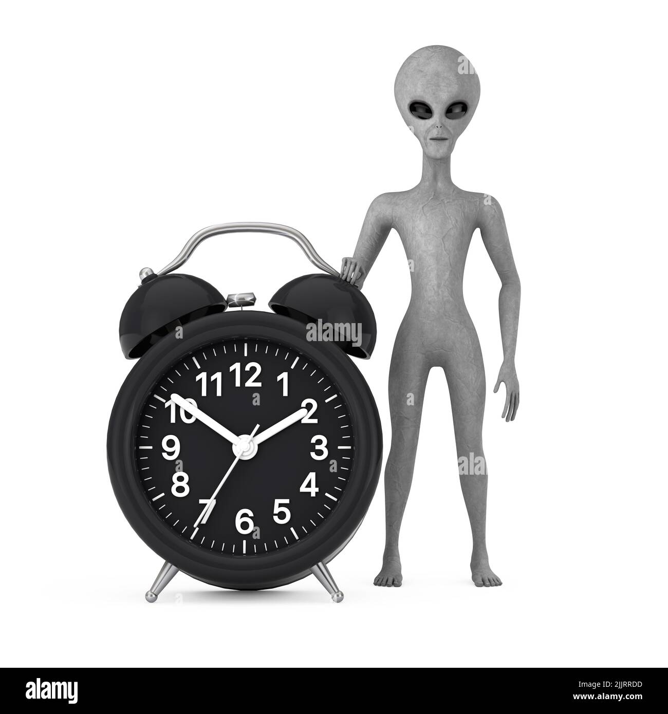 Scary Gray Humanoid Alien Cartoon Character Person Mascot with Alarm ...