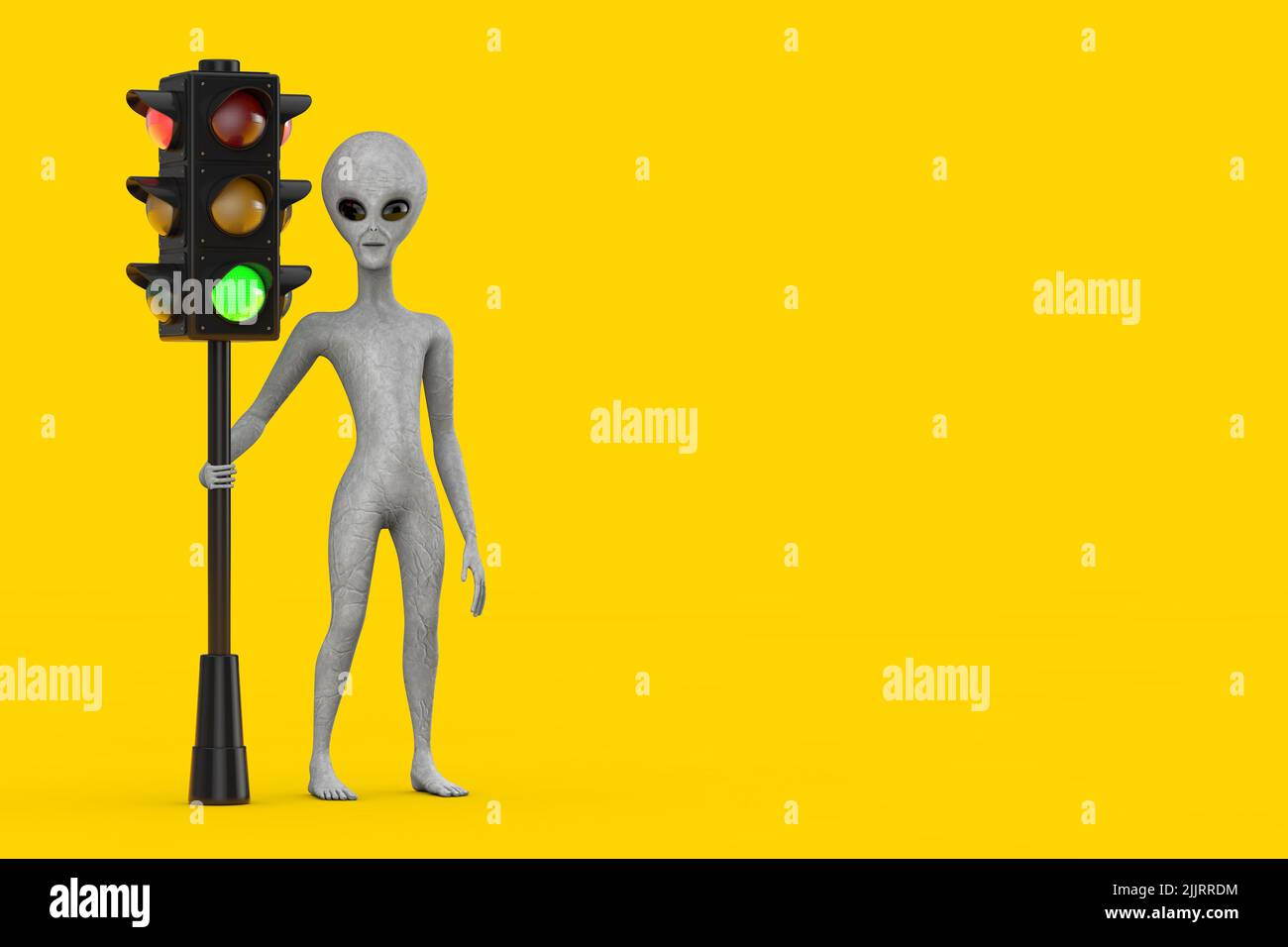 Scary Gray Humanoid Alien Cartoon Character Person Mascot with Traffic ...