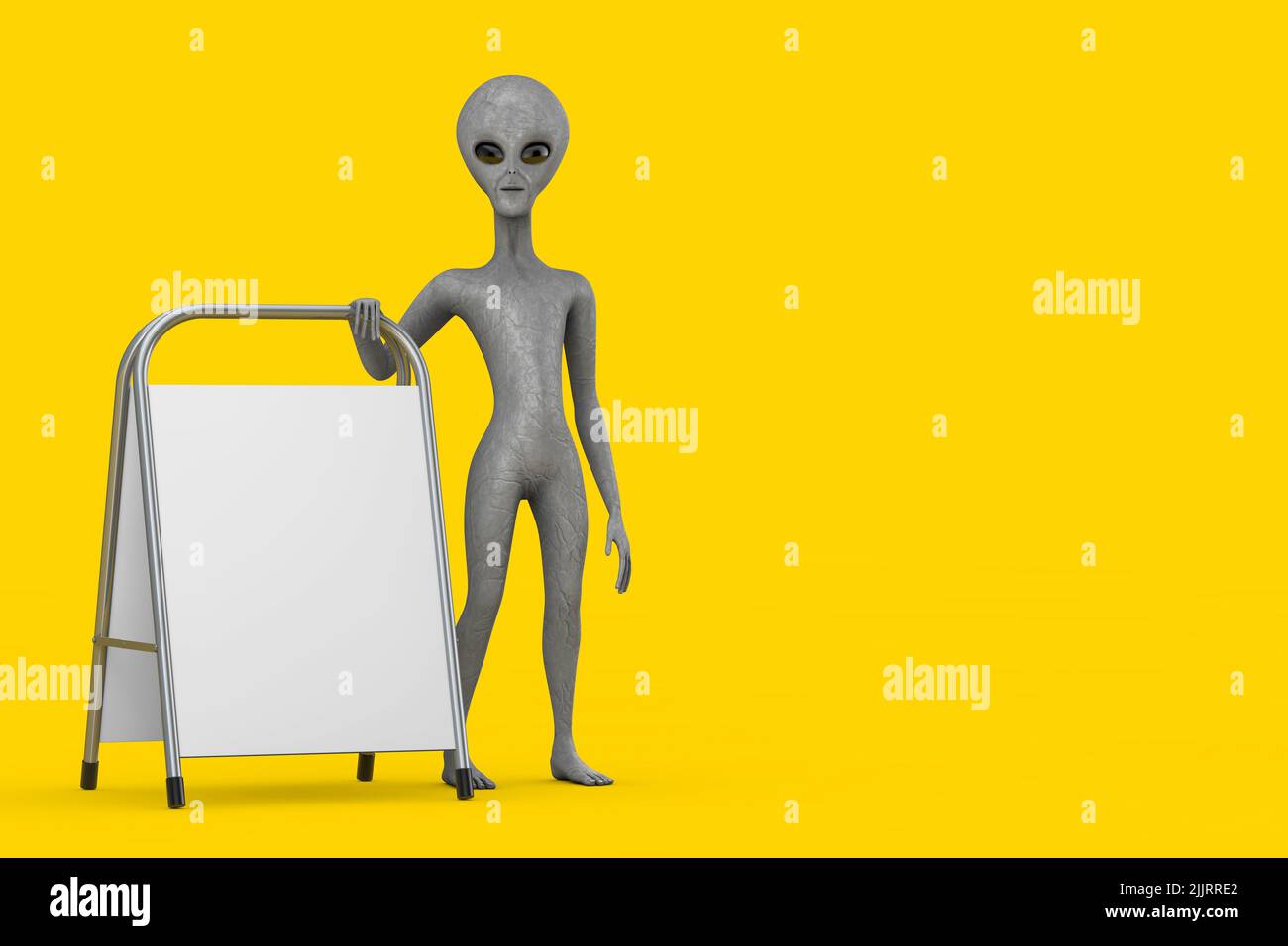 Scary Gray Humanoid Alien Cartoon Character Person Mascot with White ...