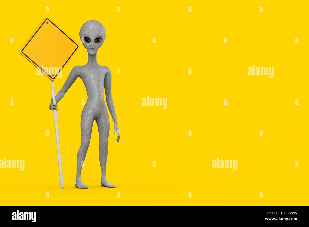Scary Gray Humanoid Alien Cartoon Character Person Mascot aand Yellow ...