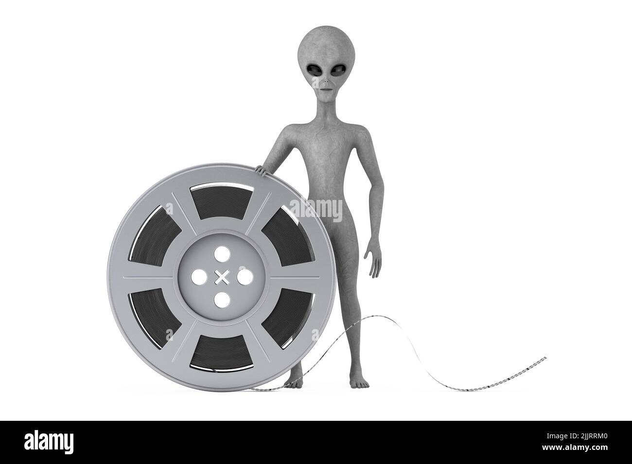 Scary Gray Humanoid Alien Cartoon Character Person Mascot with Film ...
