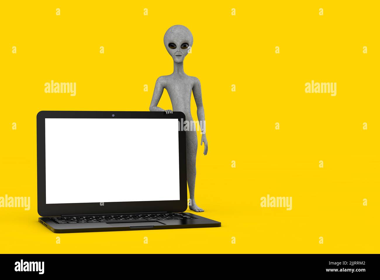 Scary Gray Humanoid Alien Cartoon Character Person Mascot with Modern ...