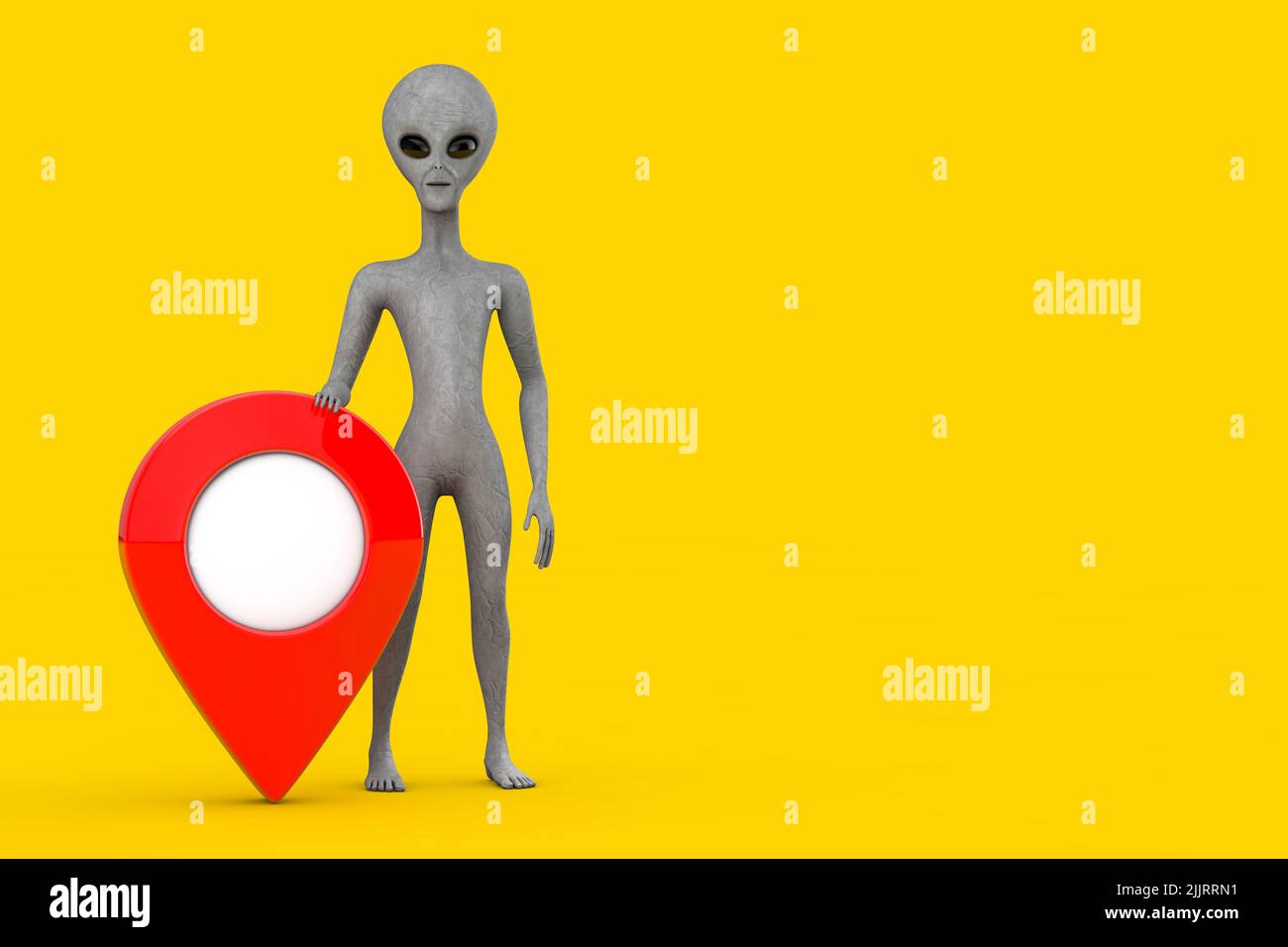 Scary Gray Humanoid Alien Cartoon Character Person Mascot with Red Map ...
