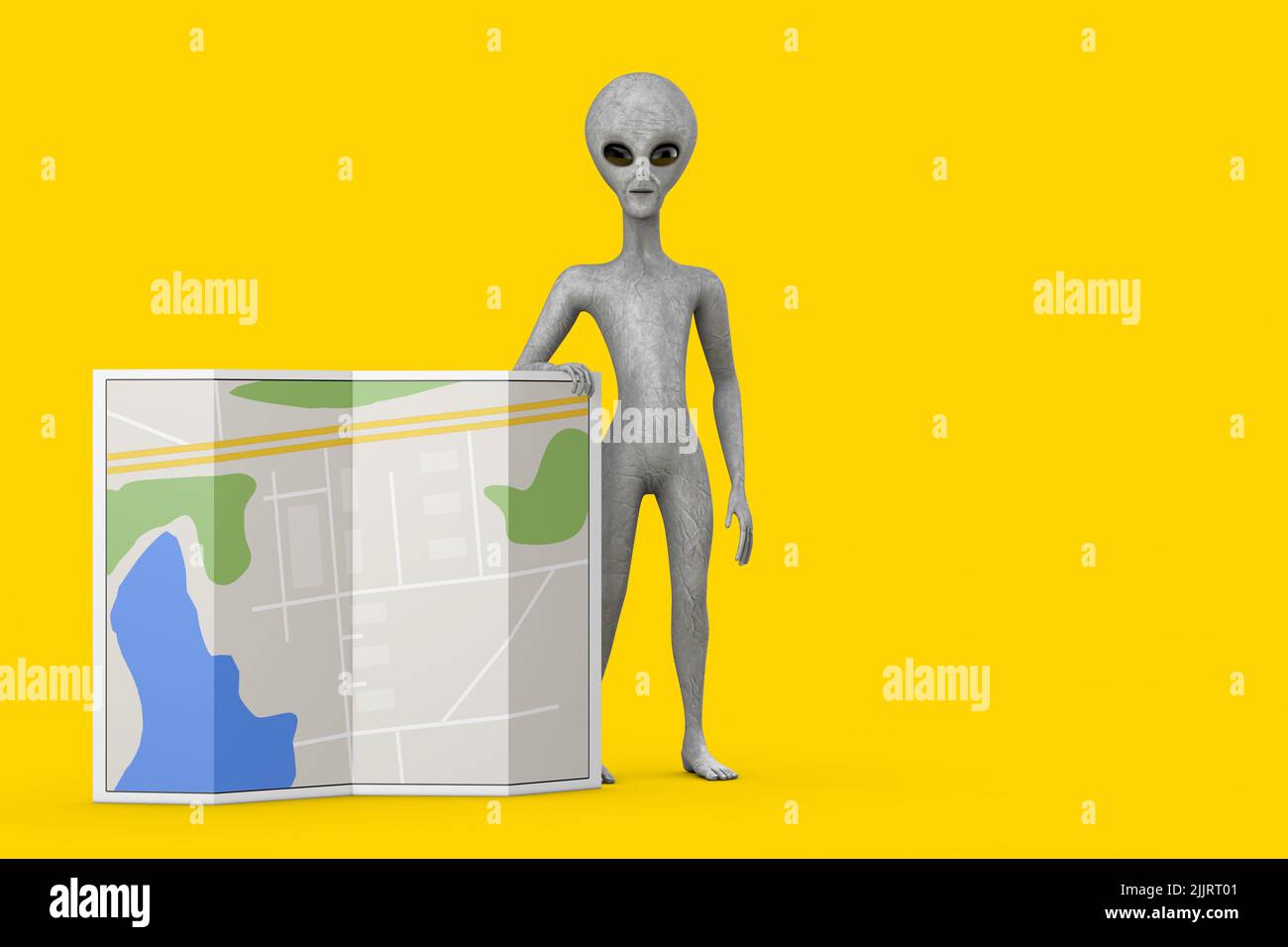 Scary Gray Humanoid Alien Cartoon Character Person Mascot with Abstract ...