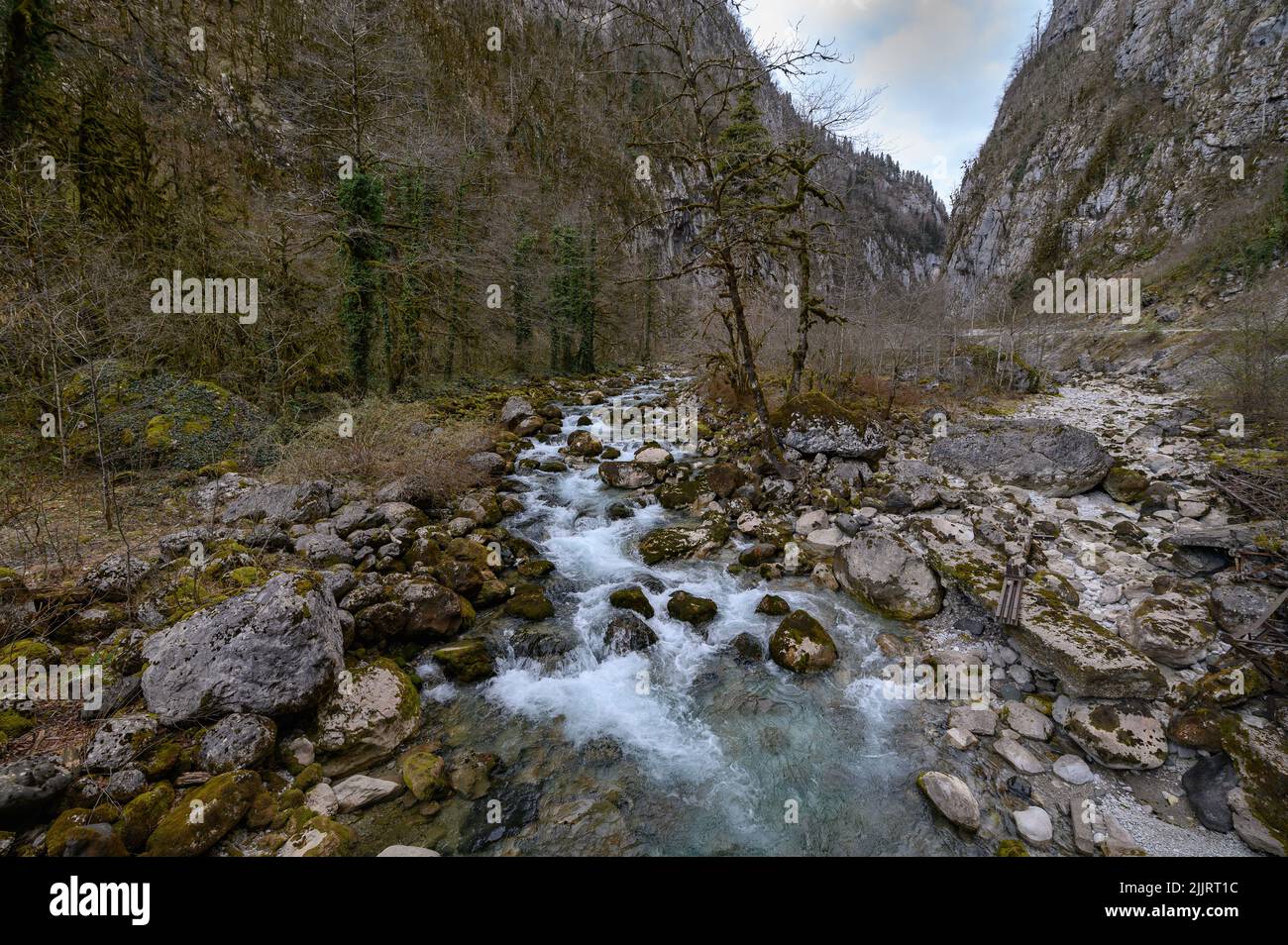 Mountain road with steep cliffs. Beautiful road landscape Stock Photo ...