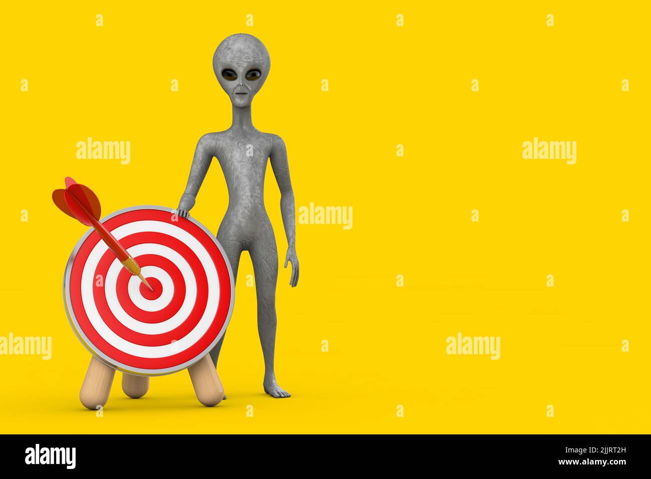 Scary Gray Humanoid Alien Cartoon Character Person Mascot with Archery ...