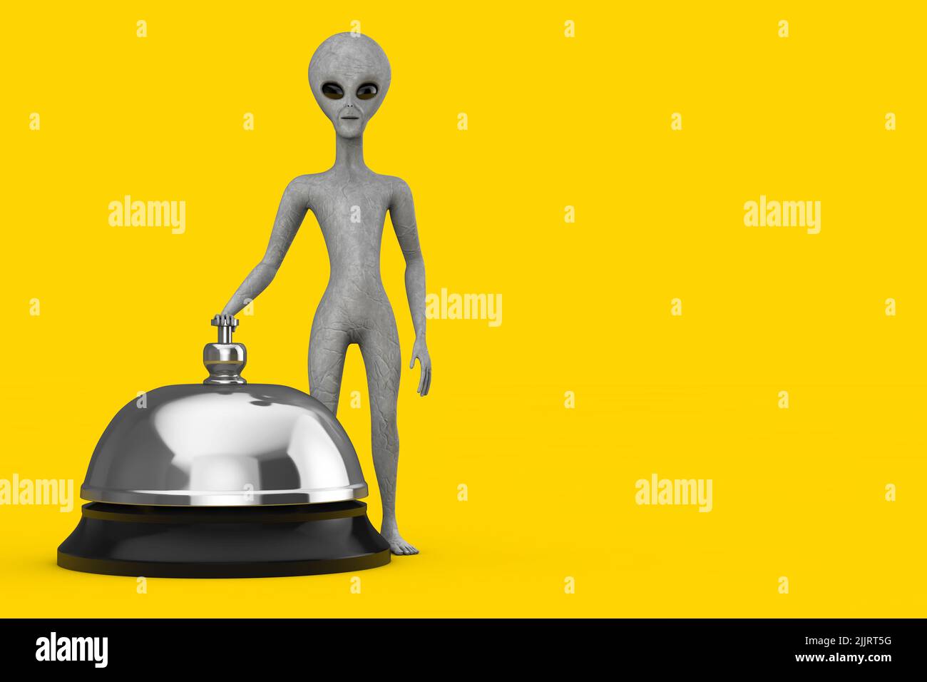 Scary Gray Humanoid Alien Cartoon Character Person Mascot with Hotel ...