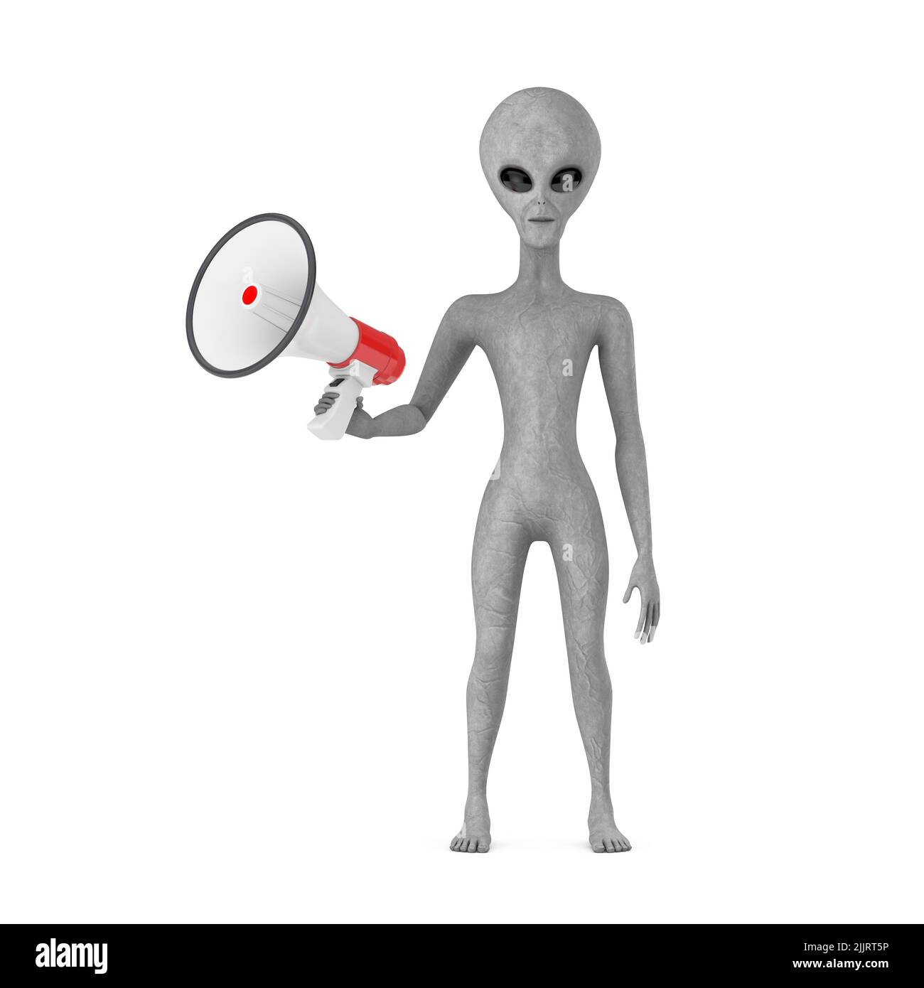 Scary Gray Humanoid Alien Cartoon Character Person Mascot with Red ...