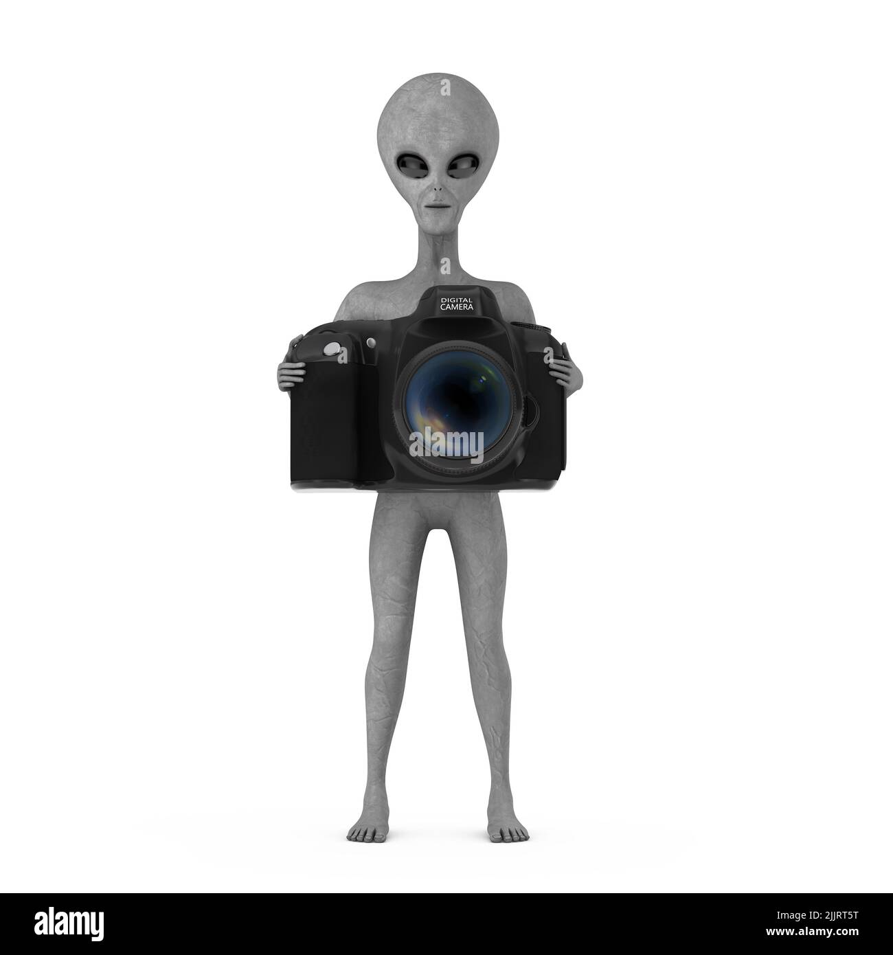 Scary Gray Humanoid Alien Cartoon Character Person Mascot with Modern ...