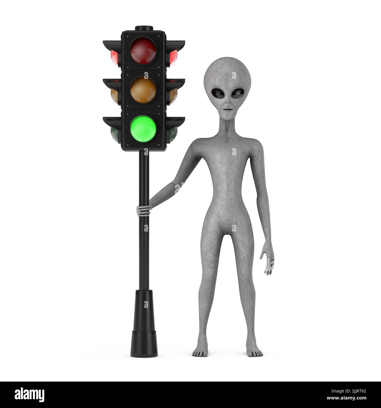 Scary Gray Humanoid Alien Cartoon Character Person Mascot with Traffic ...