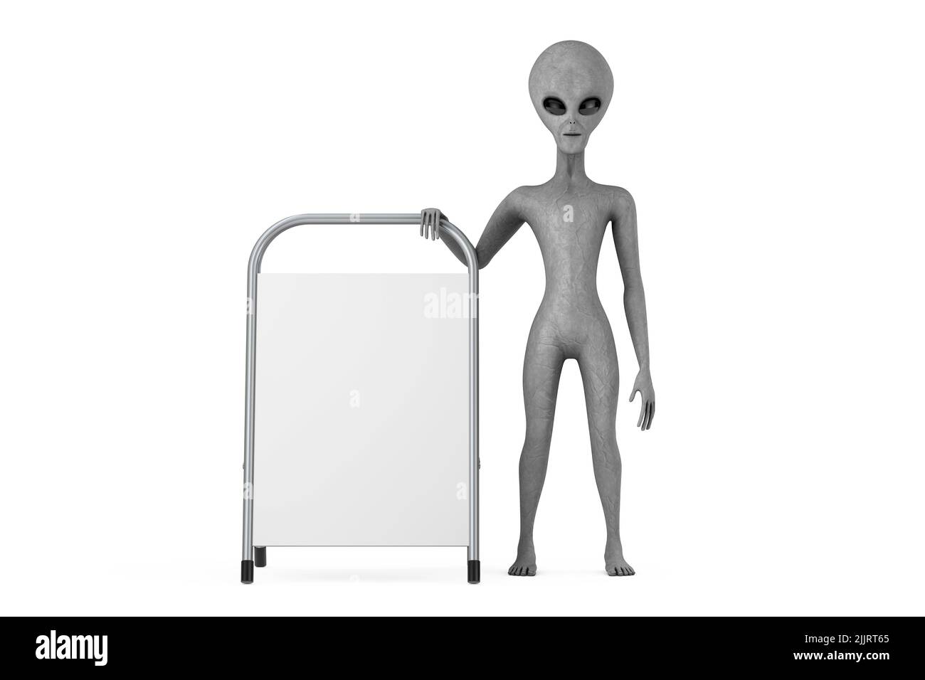 Scary Gray Humanoid Alien Cartoon Character Person Mascot with White ...