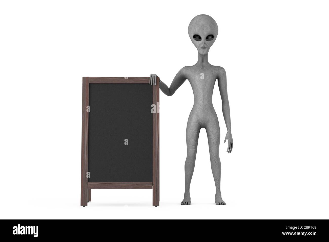 Scary Gray Humanoid Alien Cartoon Character Person Mascot with Blank ...