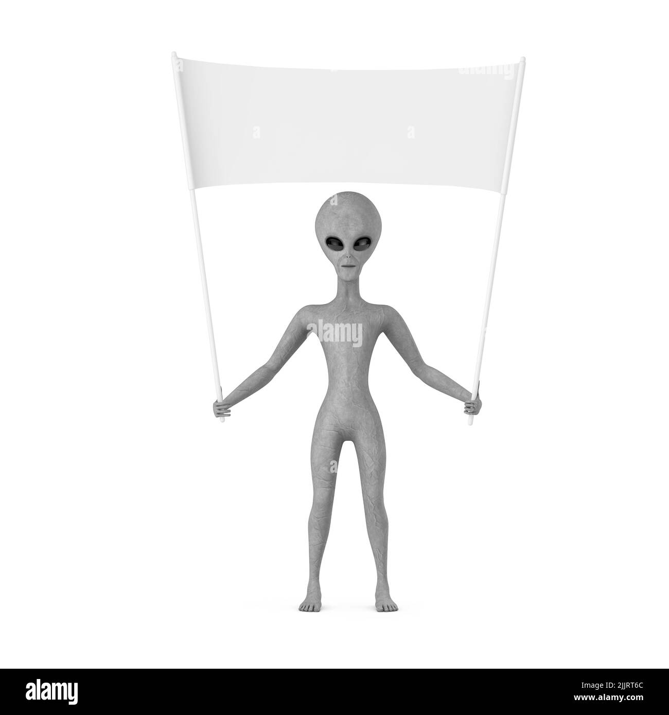 Scary Gray Humanoid Alien Cartoon Character Person Mascot and Empty ...