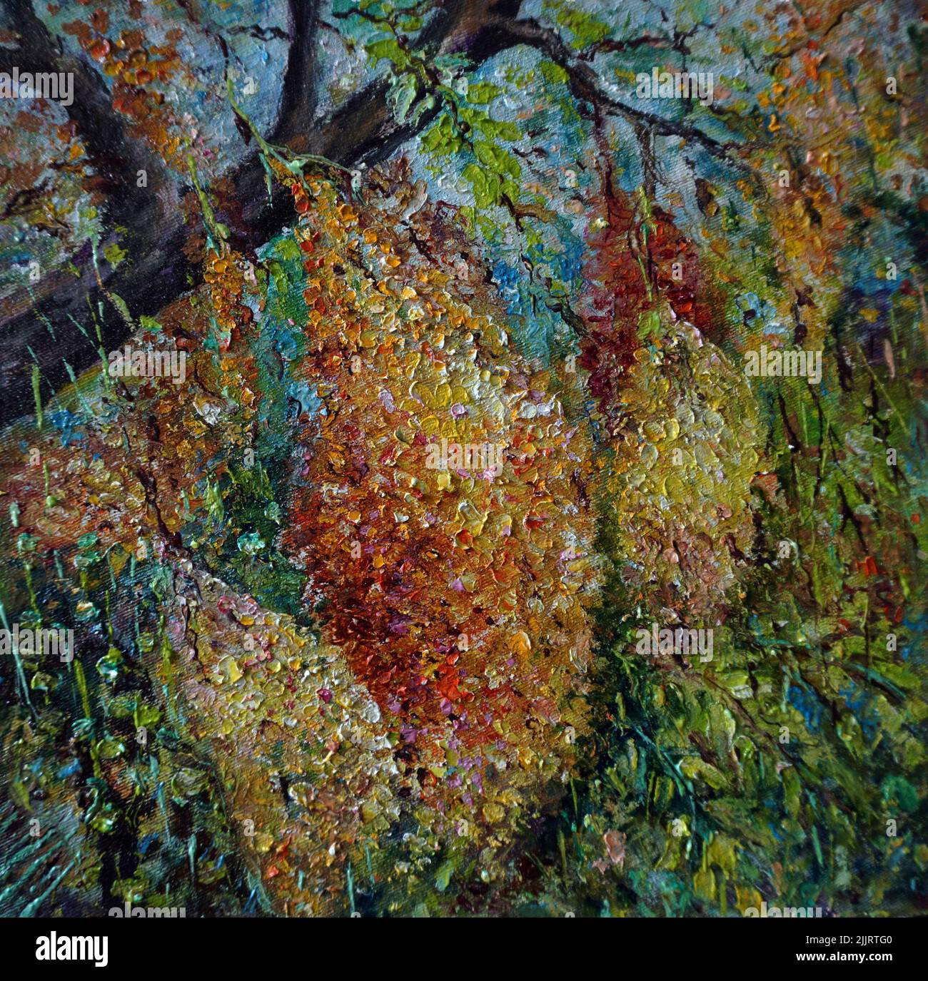 painting oil color Multiply flowers in garden Stock Photo - Alamy