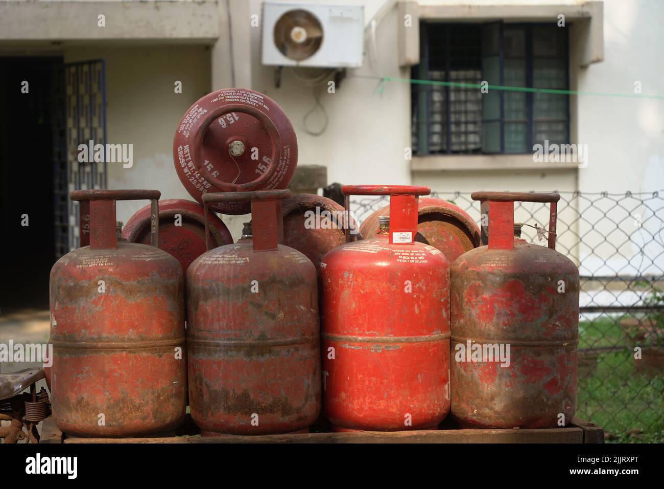 View of old gas cylinders hi-res stock photography and images - Alamy