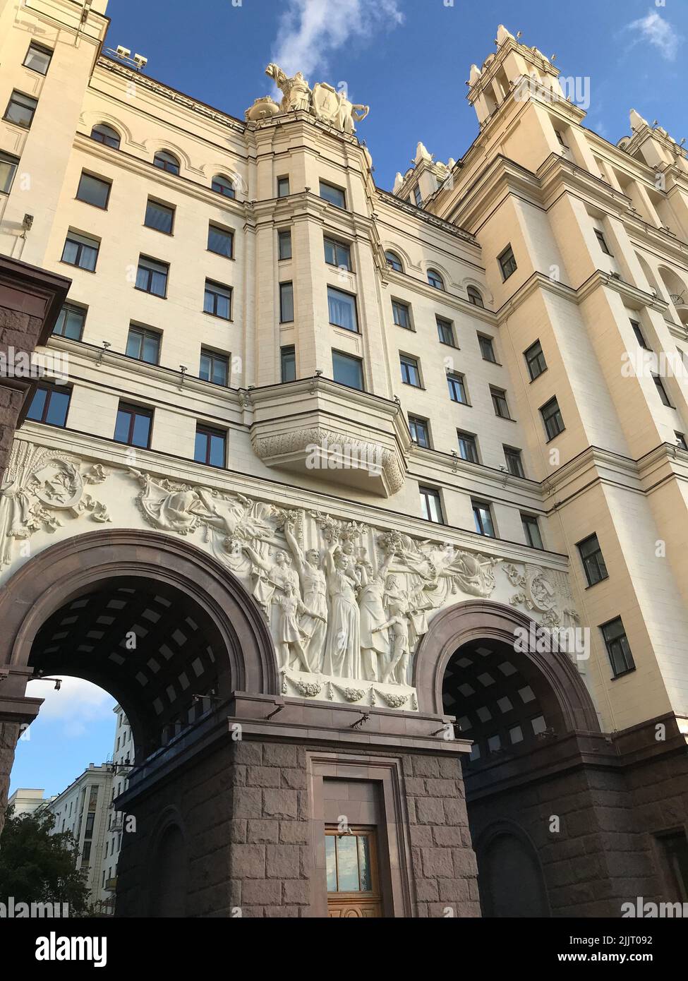 A vertical shot of a residential building on Kotelnicheskaya embankment ...