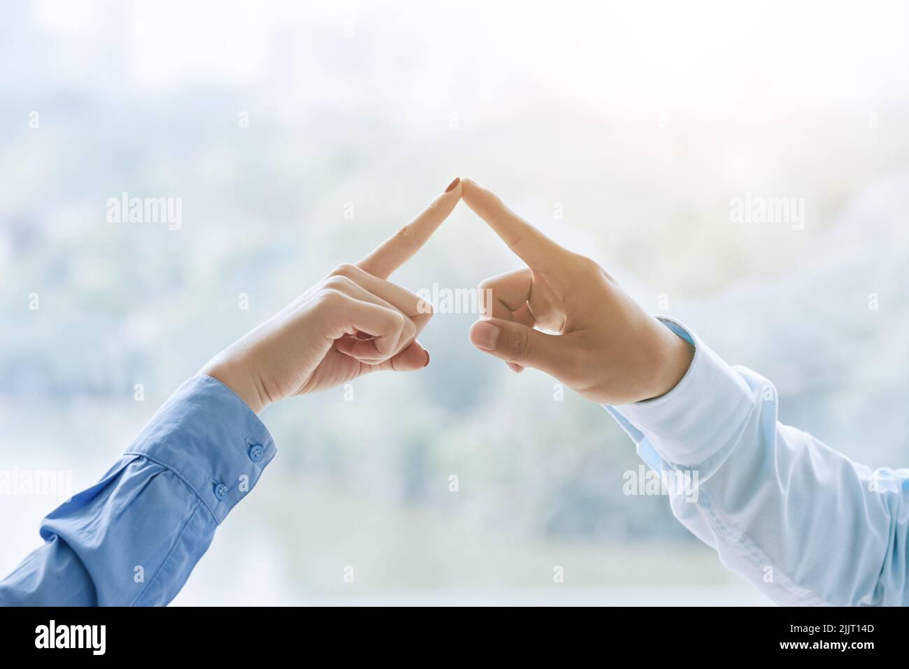Business colleagues touching fingers for better connection Stock Photo ...