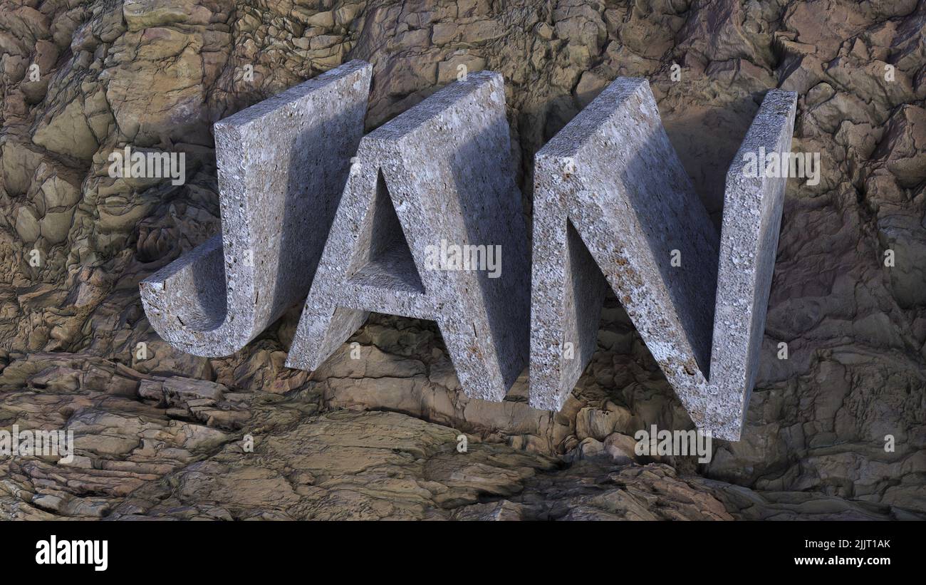 A closeup shot of tridimensional concrete letters over a rock ...