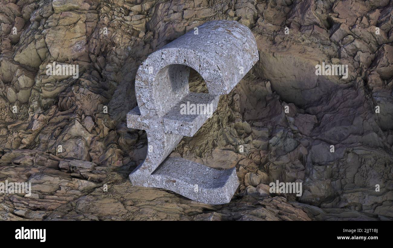 An illustration of pound sterling from tridimensioanl concrete over a ...
