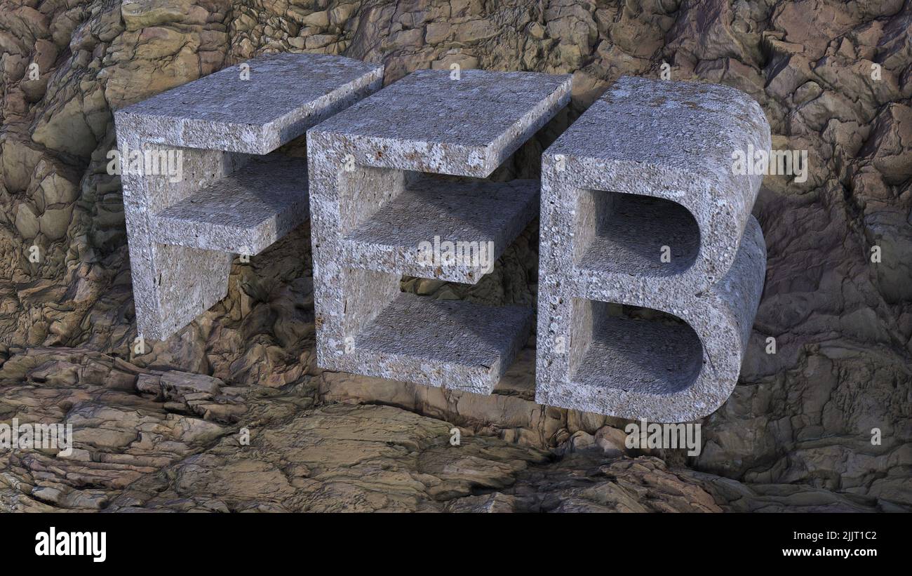 A closeup shot of tridimensional concrete letters over a rock ...