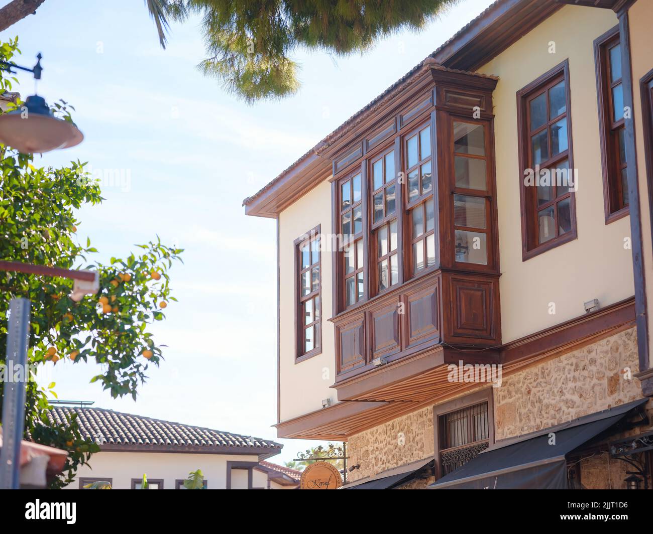travel to turkey, old town Kaleci. district street view, in Antalya ...