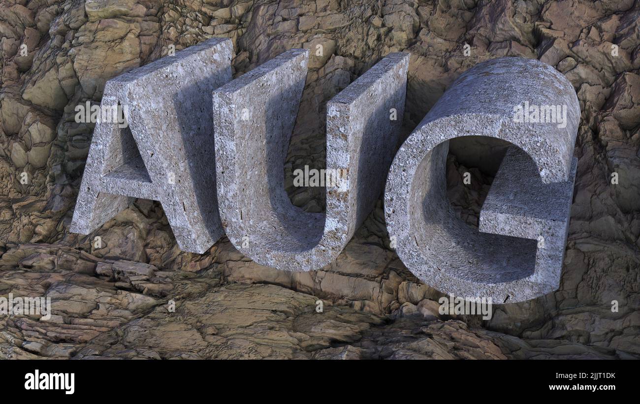 A 3D rendering of AUG concrete letters on rock background Stock Photo ...