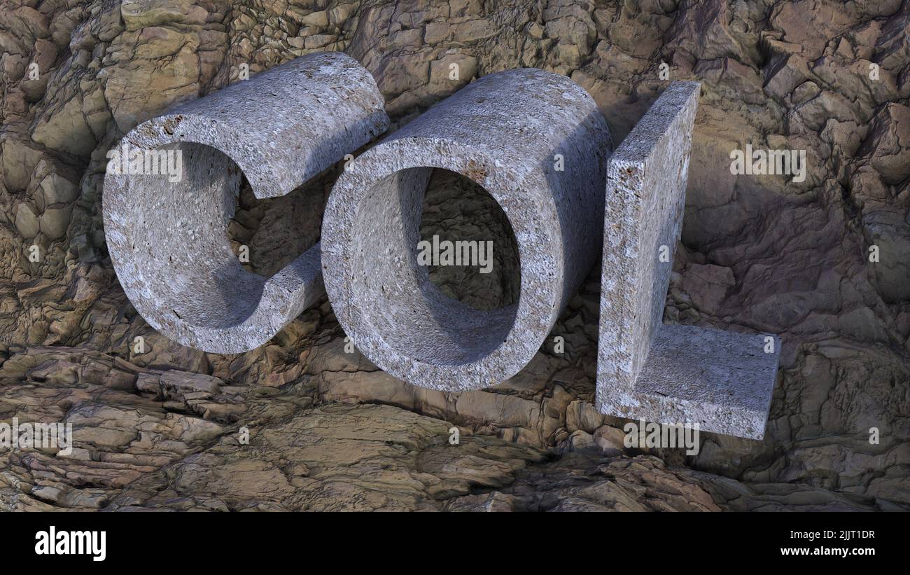 A 3D rendering of COL concrete letters on rock background Stock Photo ...