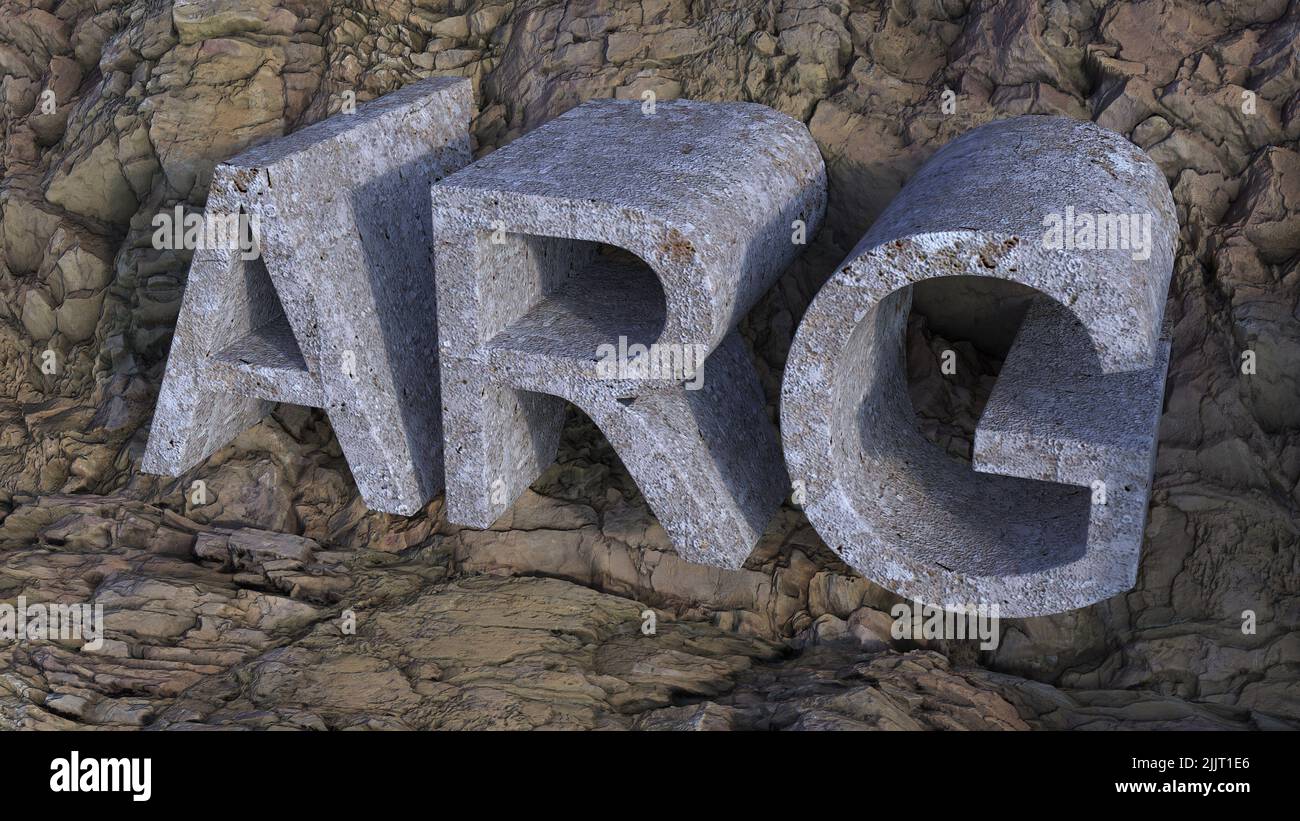 A 3D rendering of ARG concrete letters on rock background Stock Photo ...