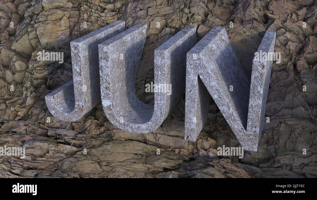 A closeup shot of tridimensional concrete letters over a rock ...